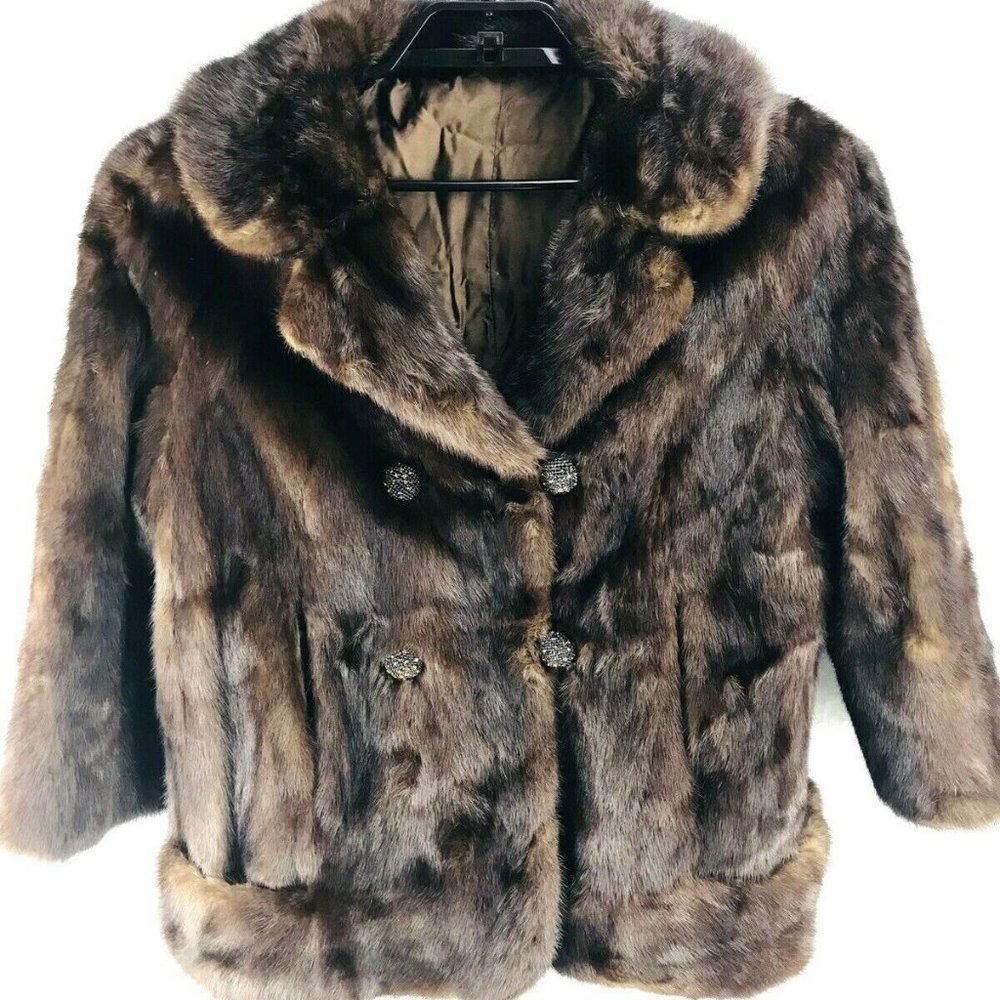 Mink Fur Coat 1940s Helen Atkins Art Deco Womens - Gem